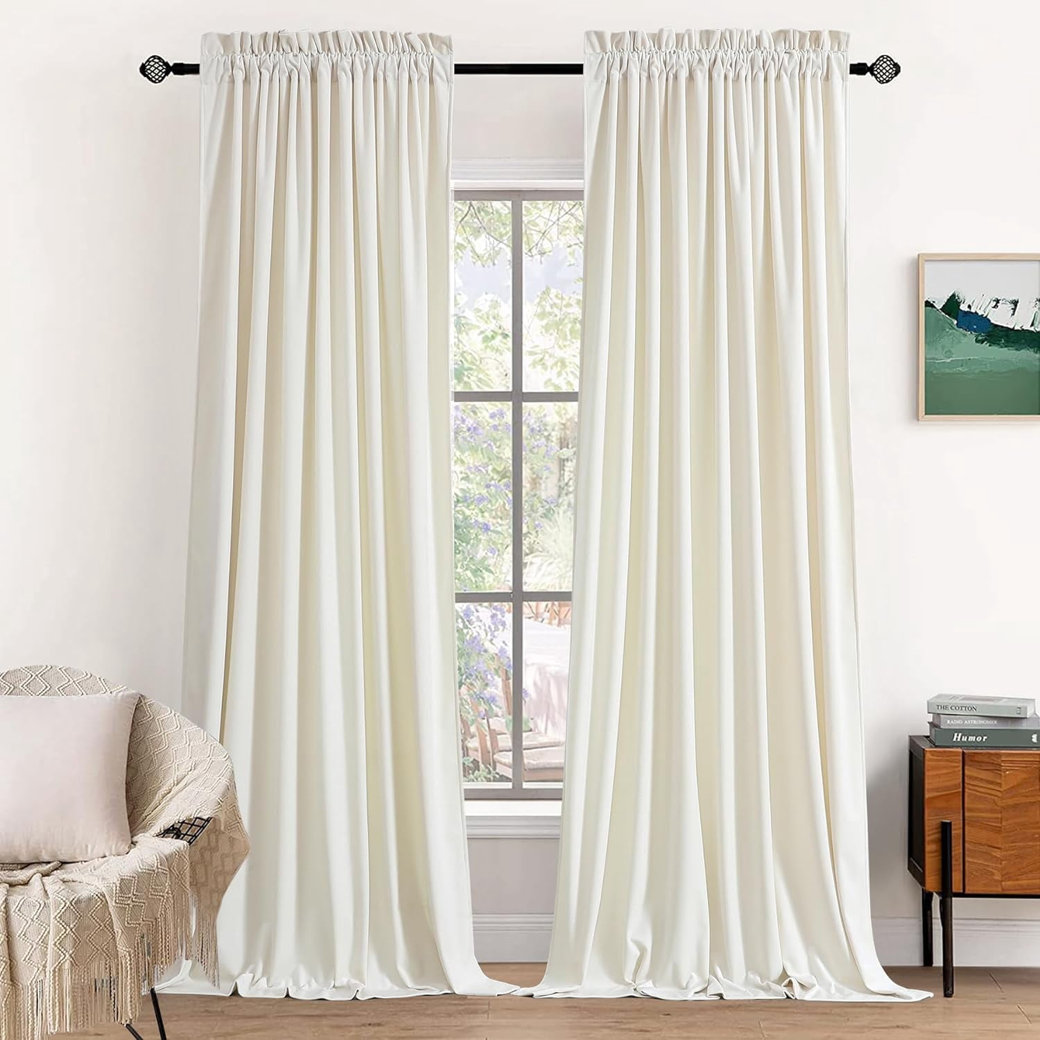 Dchola Ivory White Velvet Curtains for Bedroom Window, Super Soft ...