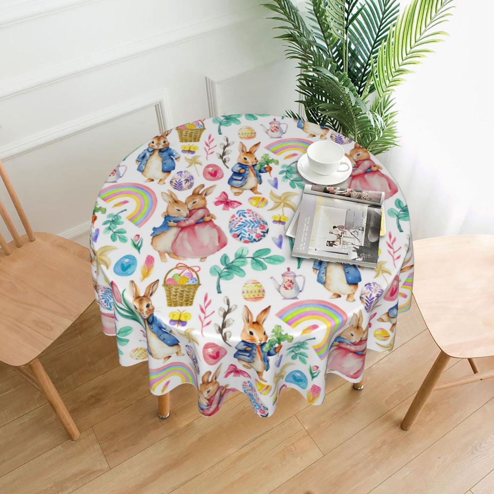 Dchyo Happy Easter Tablecloth, Easter Decorations Bunny Eggs, Washable ...