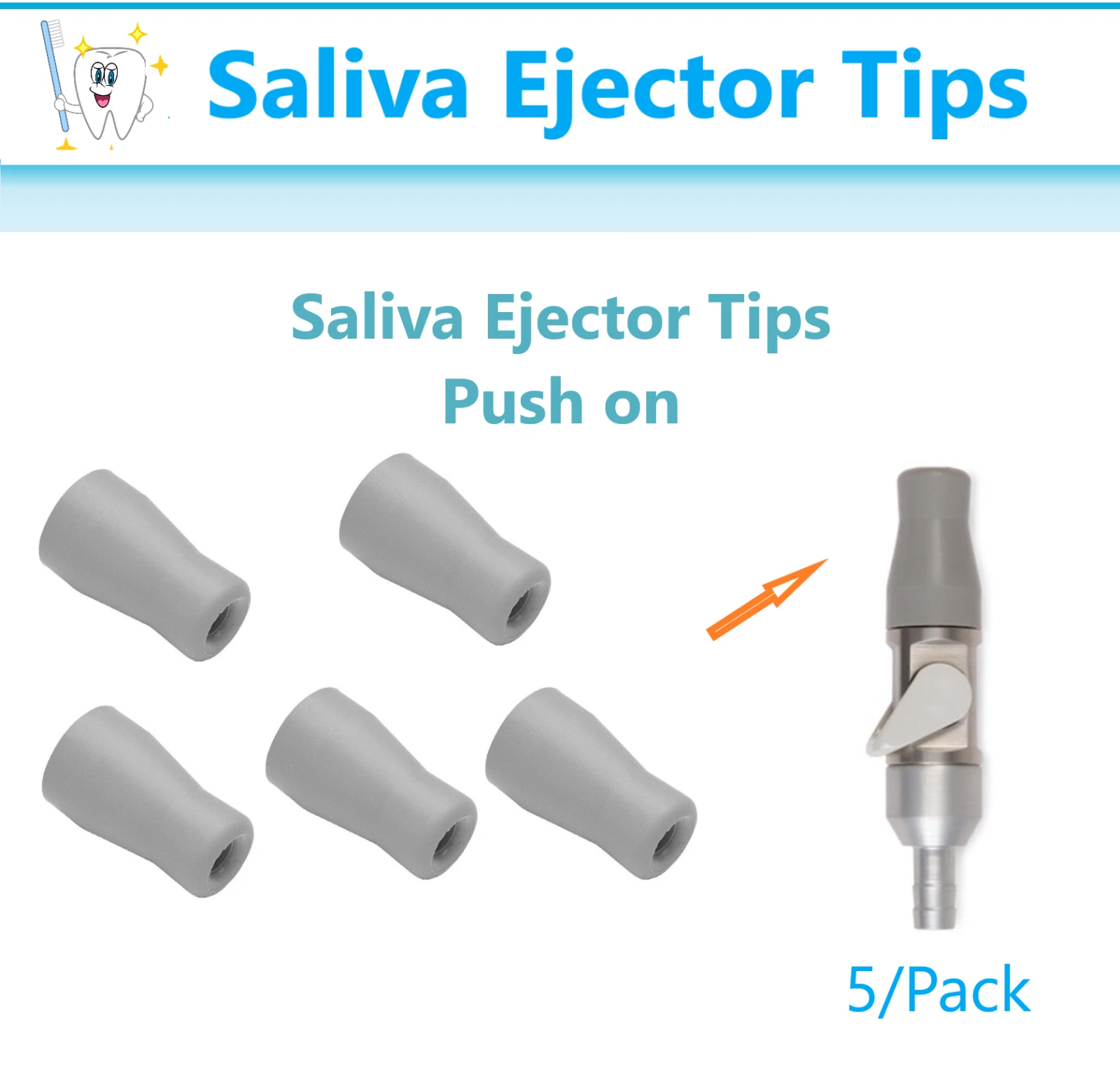 Dci 5754 Dental Saliva Ejector Vacuum Valve Rubber Tip Gray ...