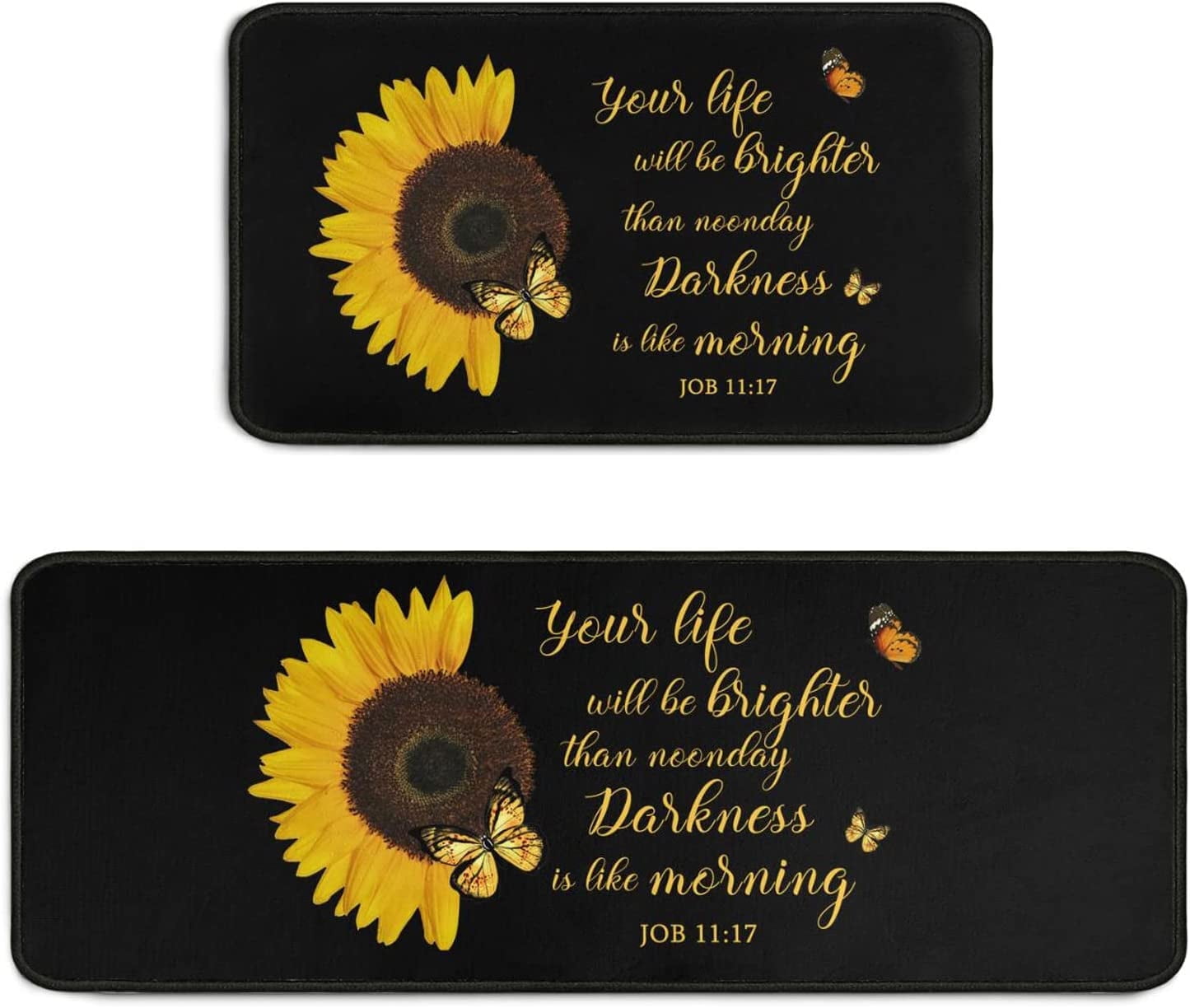 Dcohluk 2pc Sunflower Bible Verse Kitchen Rug Set, Waterproof, Washable ...