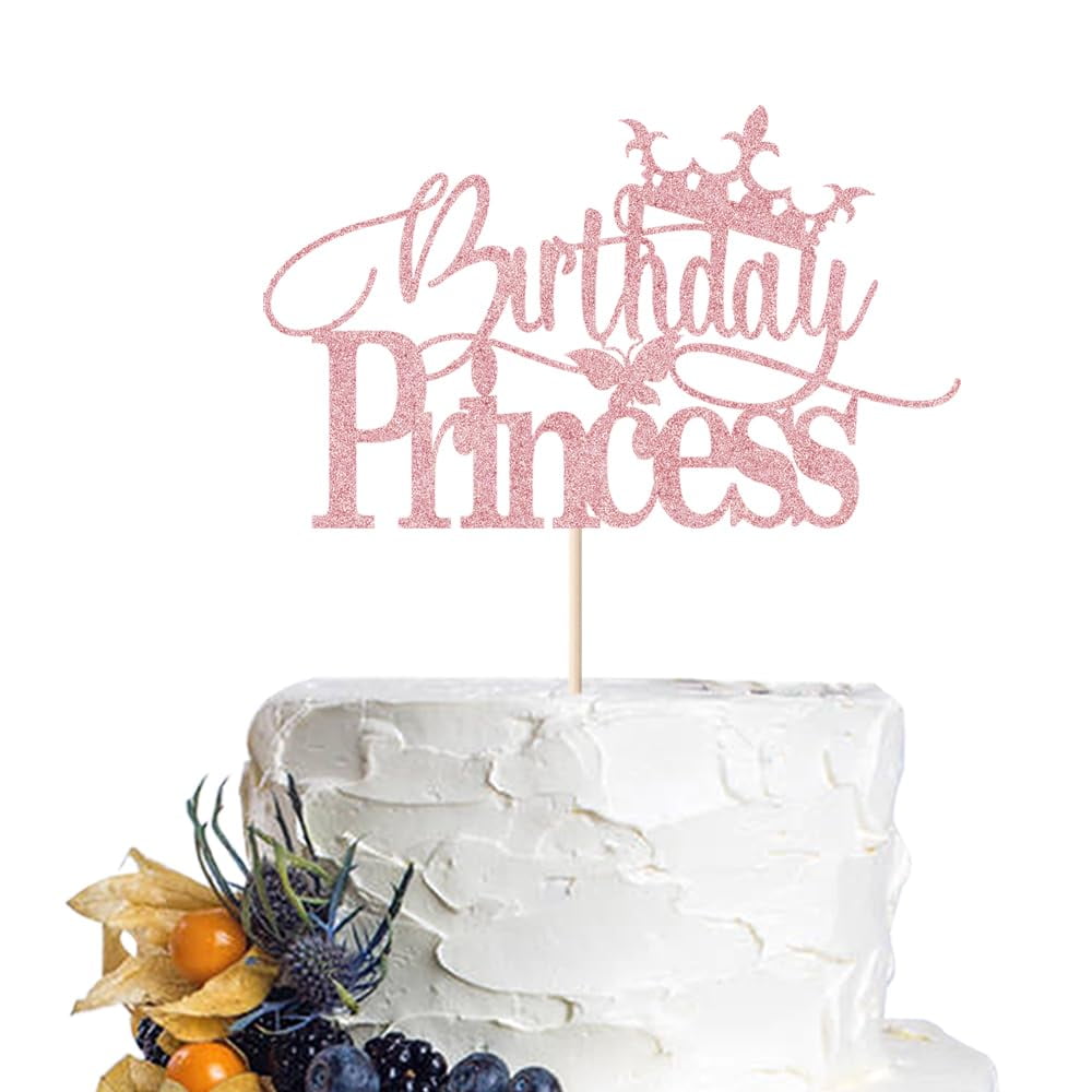 Dcokska Birthday Princess TWE5 Cake Topper,Glitter Crown HappyBirthday ...