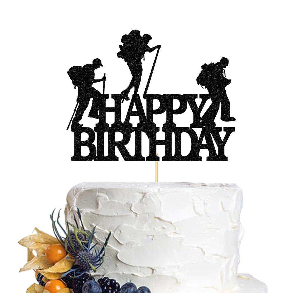 Dcokska Hiking HappyTRDN Birthday Cake Topper, Mountain-Climbing Themed ...