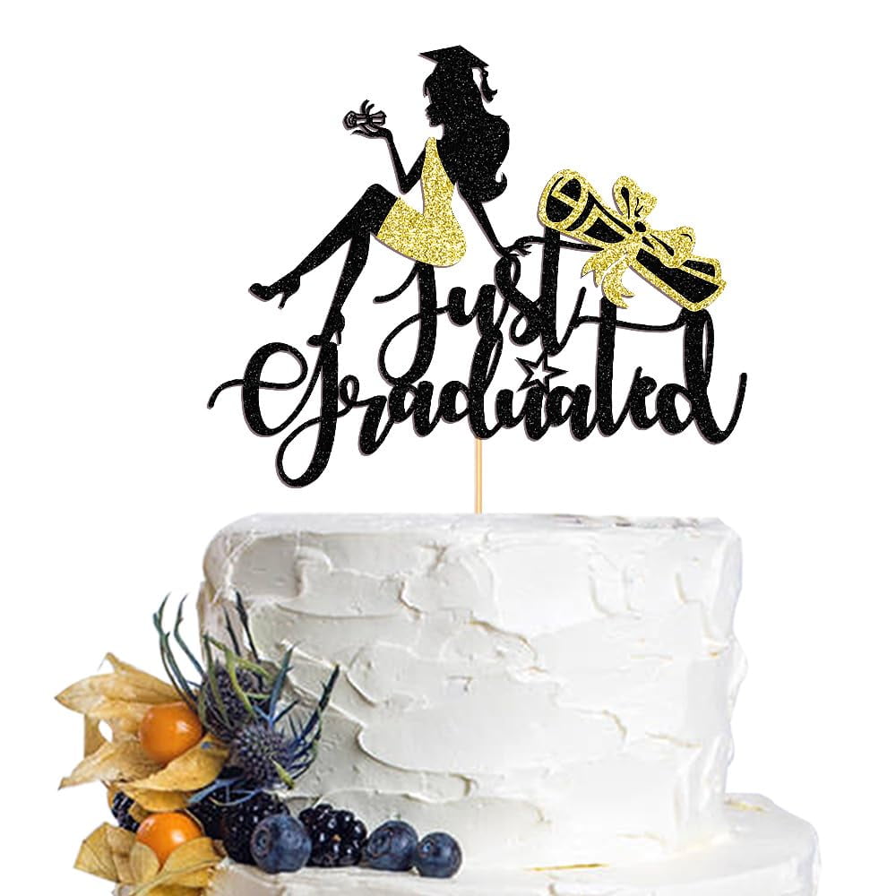Dcokska Just Graduated Cake Topper,Happy Graduated Cake ...
