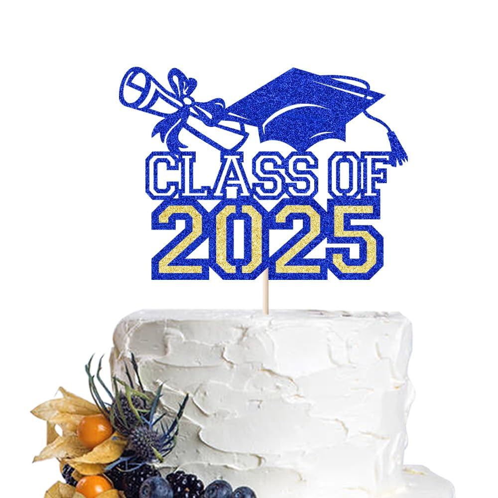 Dcokska dark blue silver Class of 2025 H2FSDCake Topper， 2025Graduation ...