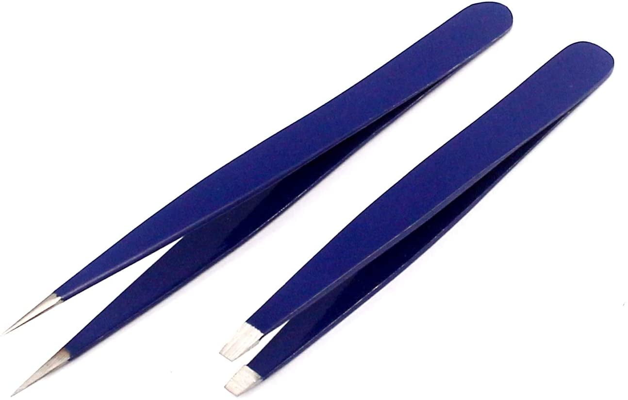 Ddp Slant & Pointed Tweezers Set With Pouch, 2-pack, Stainless Steel ...