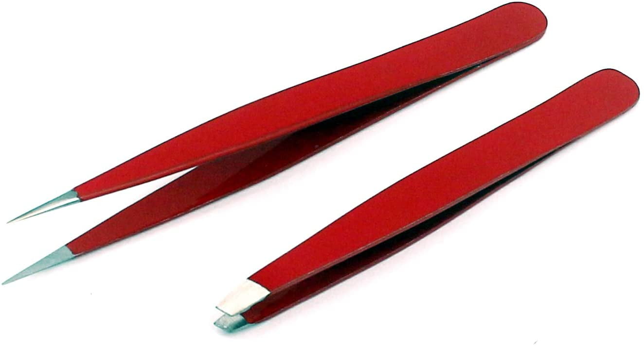 Ddp Slant & Pointed Tweezers Set With Pouch, 2-pack, Stainless Steel ...