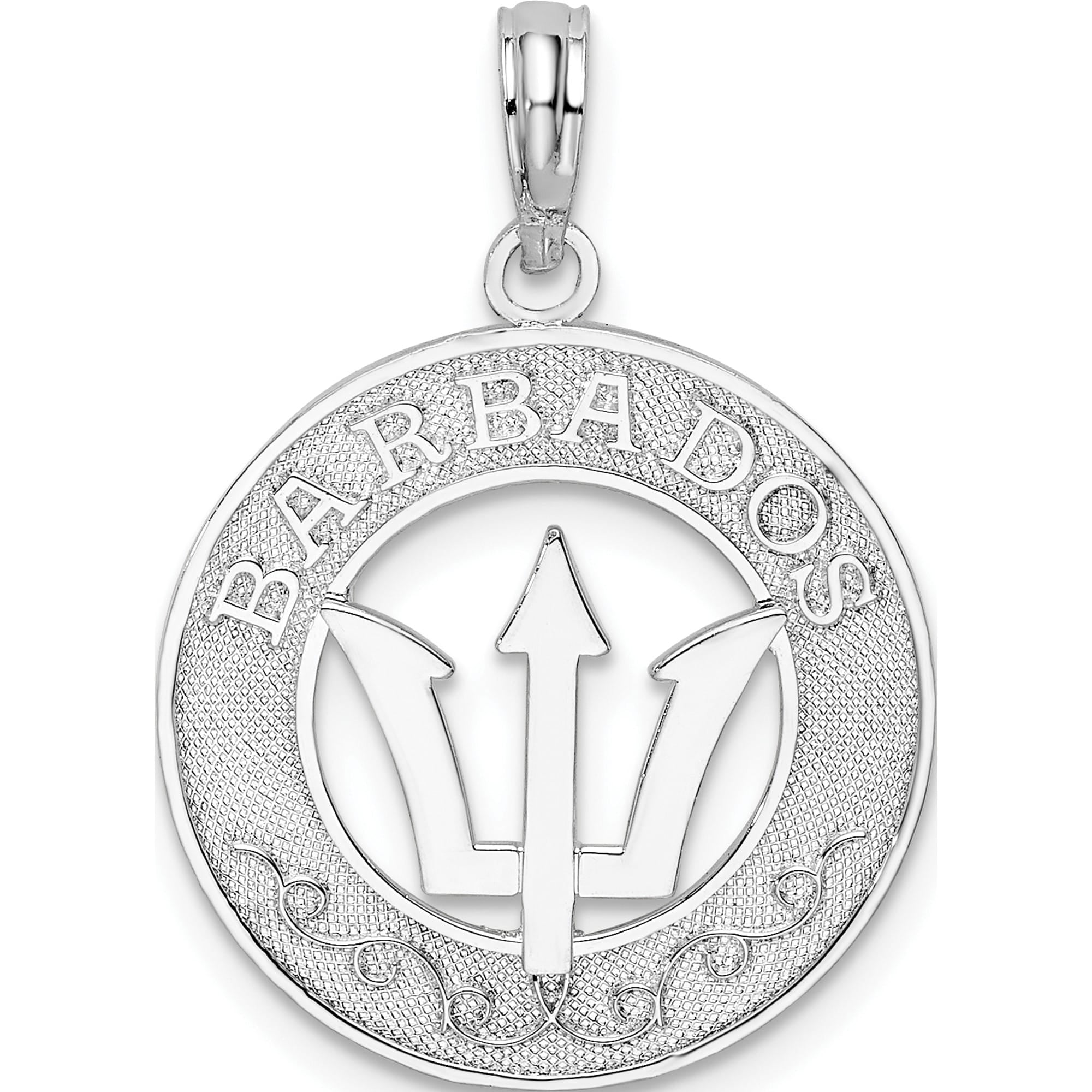 De-Ani Sterling Silver Rhodium-Plated Polished Barbados with Trident ...