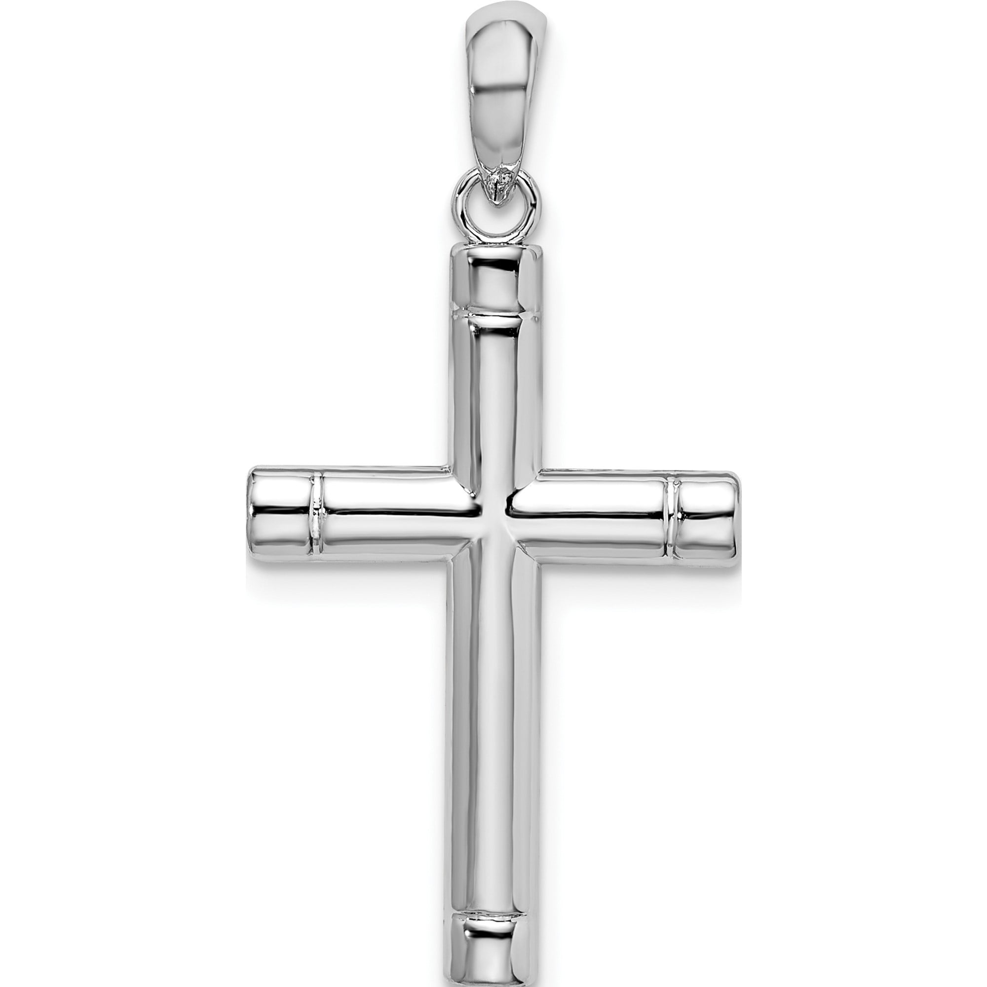 De-Ani Sterling Silver Rhodium-Plated Polished Tubular Latin Cross ...