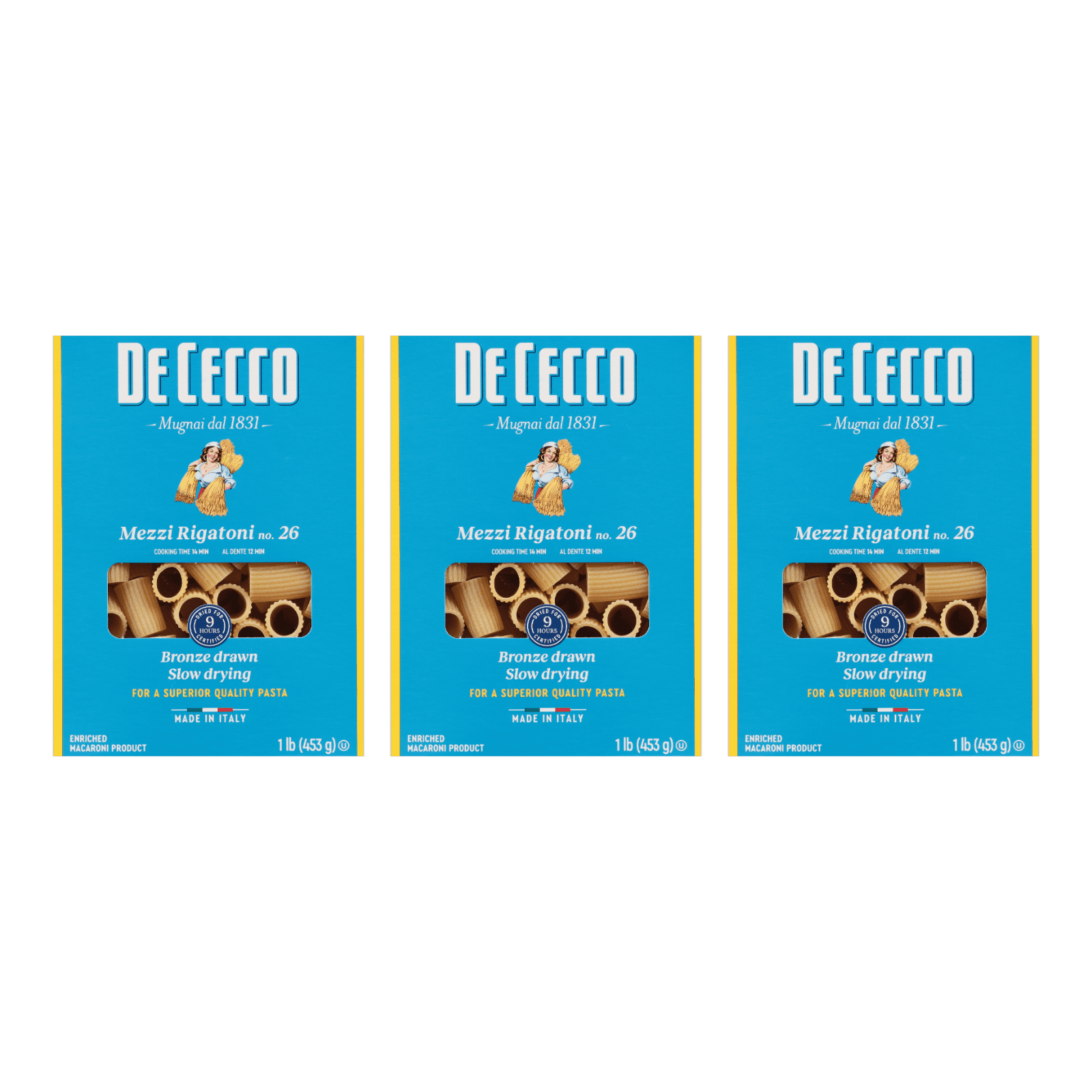 De Cecco Mezzi Rigatoni No.26, Bronze Drawn Pasta, Traditional Italian ...