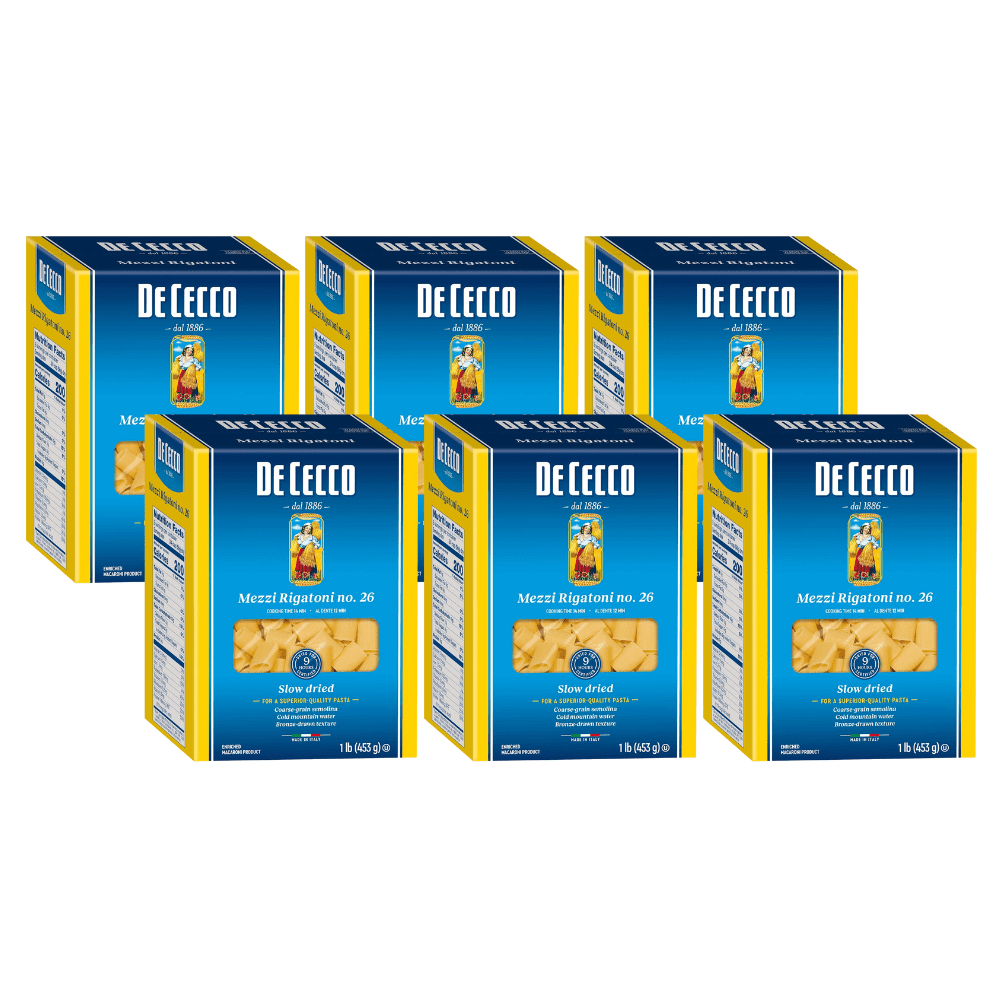 De Cecco Mezzi Rigatoni No.26 Pasta, 16 oz (Pack of 6) - Walmart.com
