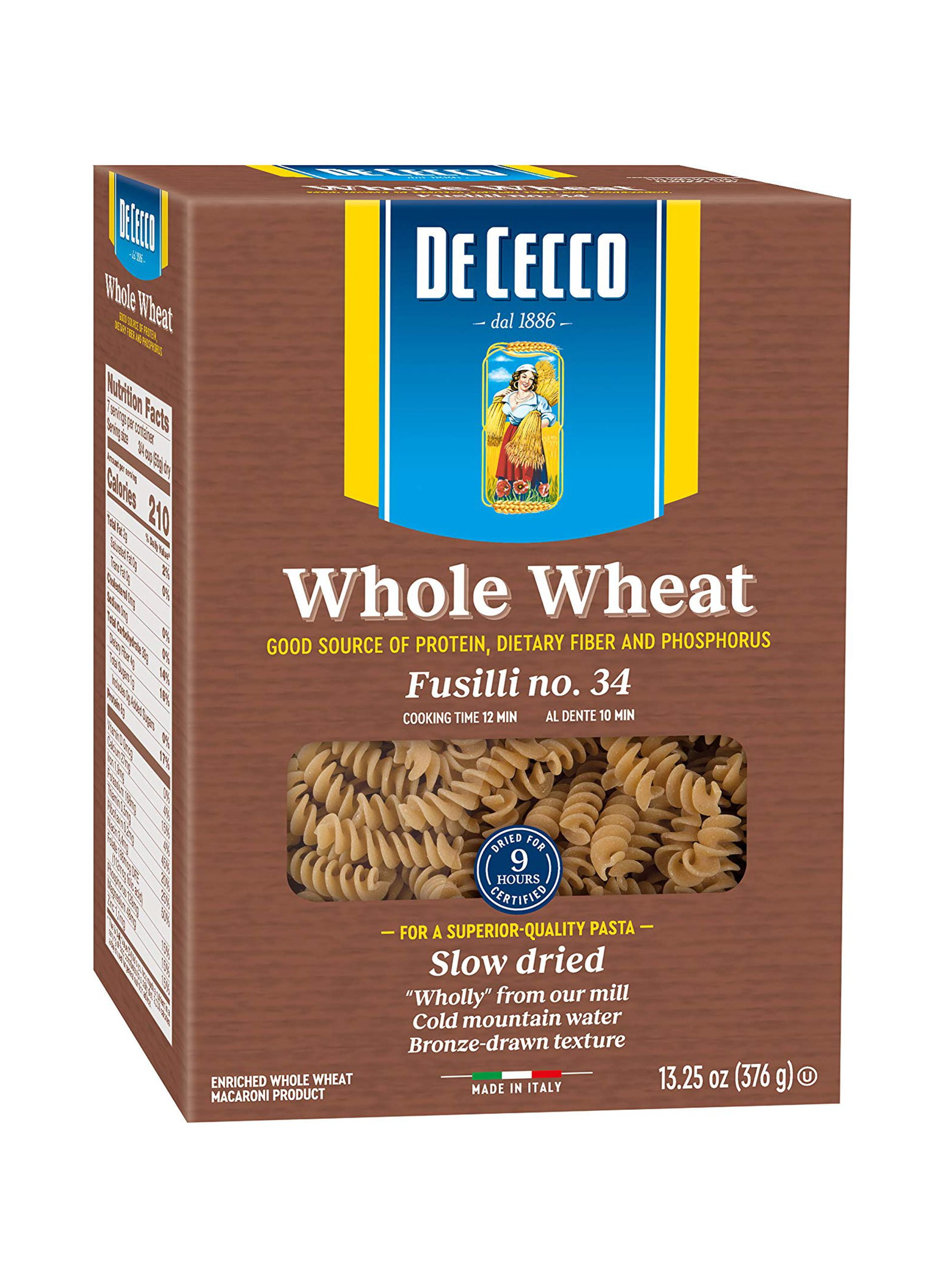 De Cecco Pasta Fusilli Whole Wheat Pasta, 13.25 Oz - Walmart.com