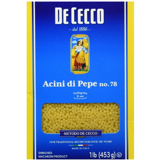 De Cecco Acini Di Pepe No.78 Semolina Pasta, 1 Pound, Kosher, GMO Free ...