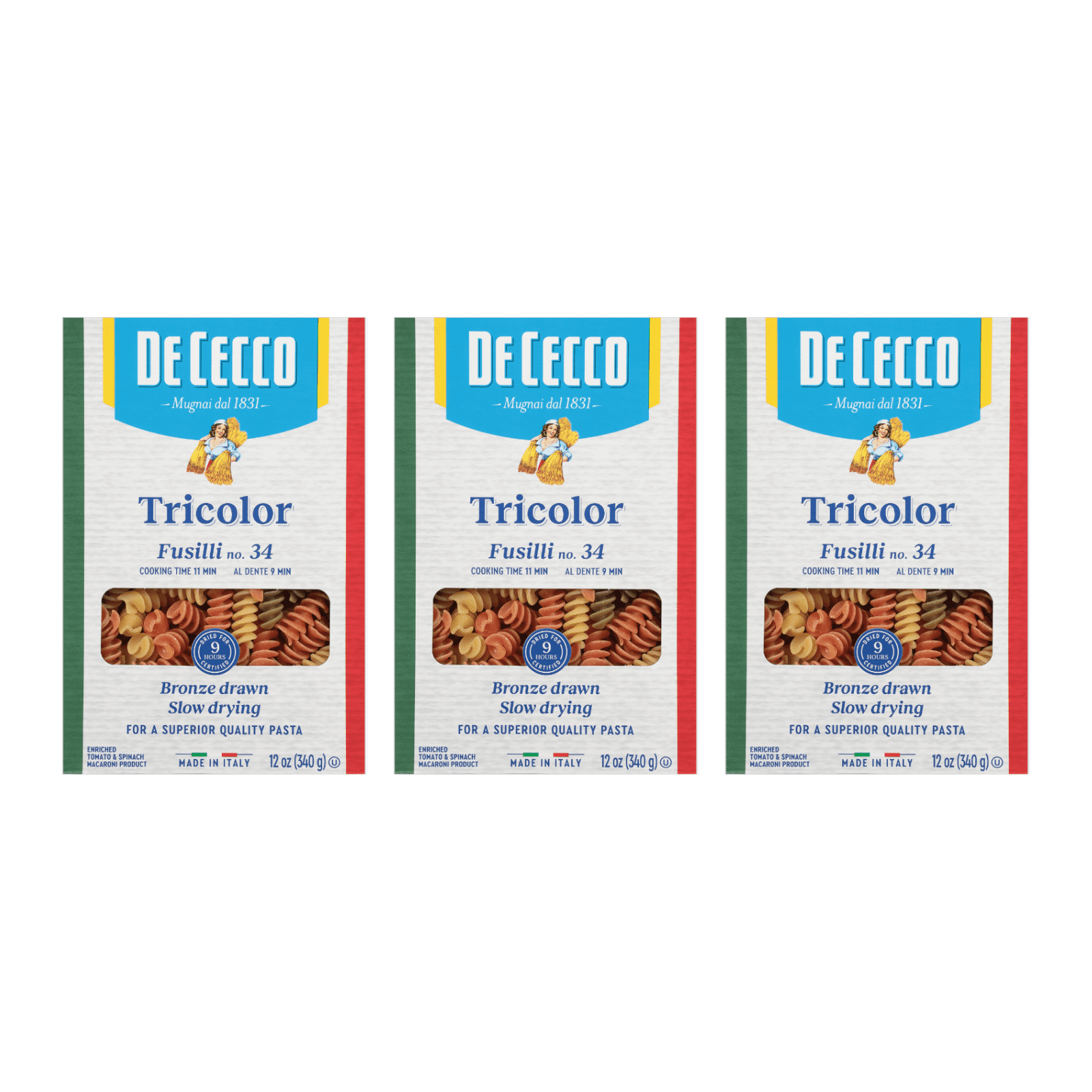 De Cecco Tri-Color Pasta, Fusilli No.34, 12 oz (3-Pack) - Walmart.com
