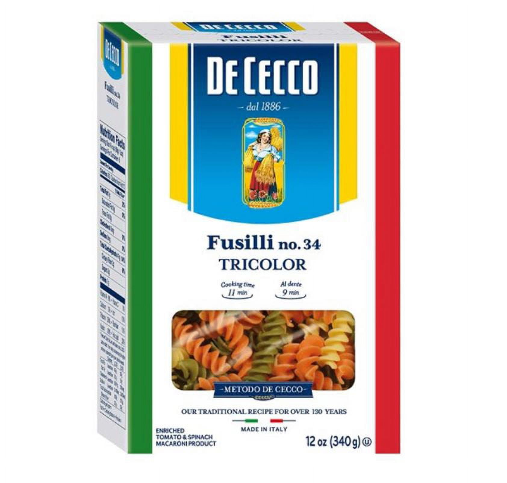 De Cecco Tri-Color Pasta, Fusilli No.34, 12 oz (3-Pack) - Walmart.com