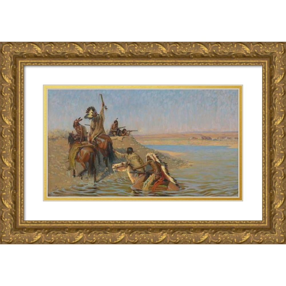 De Cost Smith 18x12 Gold Ornate Wood Frame and Double Matted Museum Art ...