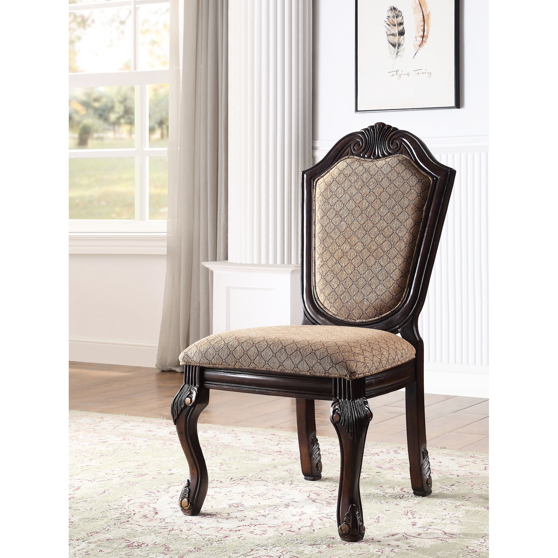 De Fabric Side Chairs ( Of 2) - Finish Armless Dining Chair Padded Seat ...