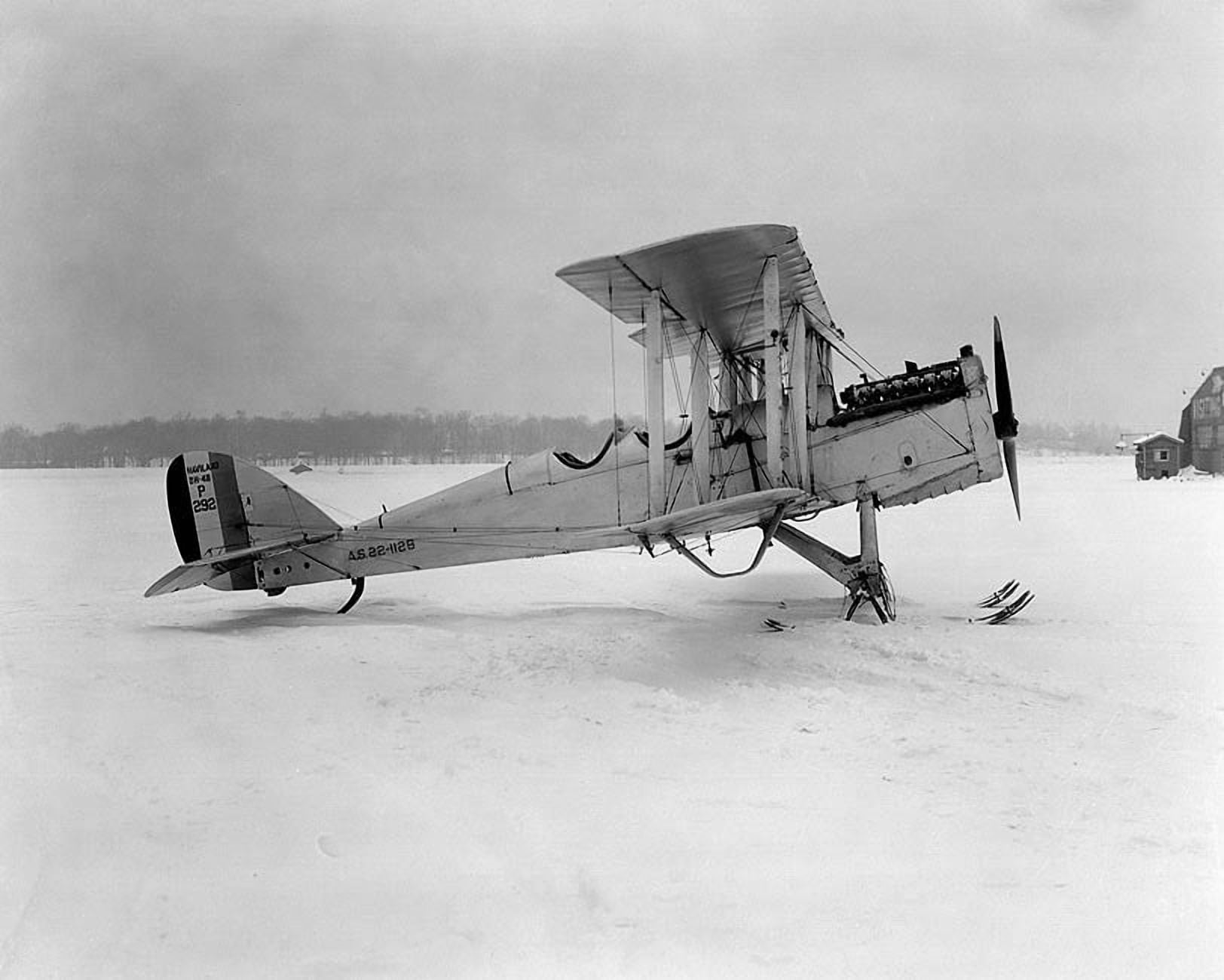 De Havilland DH-4 Airplane w/ Skis Side View - 20x30 Inch Laminated ...
