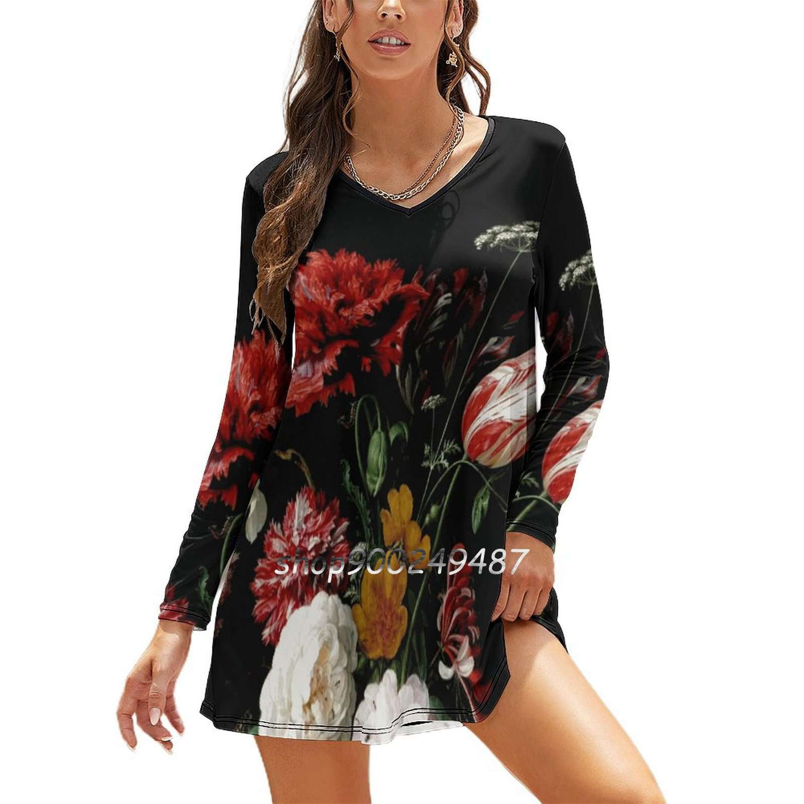 De Heem Square Neck Dress Sweet Summer Dress Women Elegant Halter Print ...