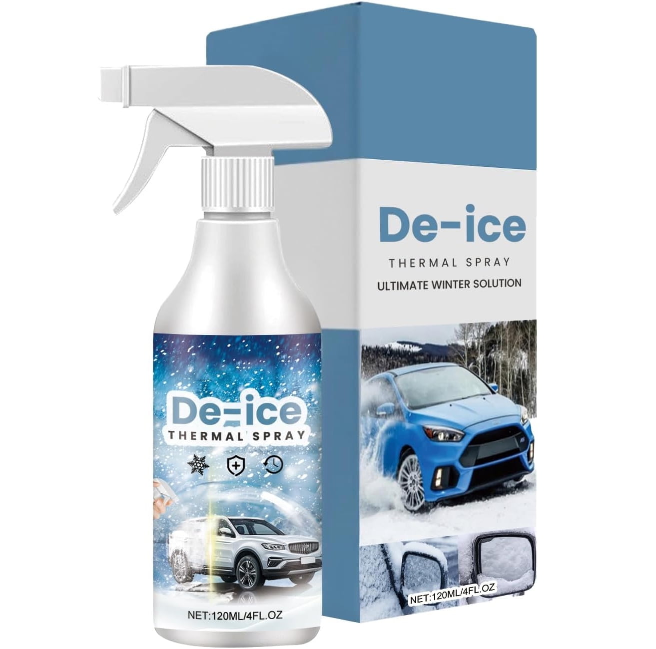 De Icer Spray for Windshield, 4 OZ Auto Windshield Deicing Spray, Quick ...