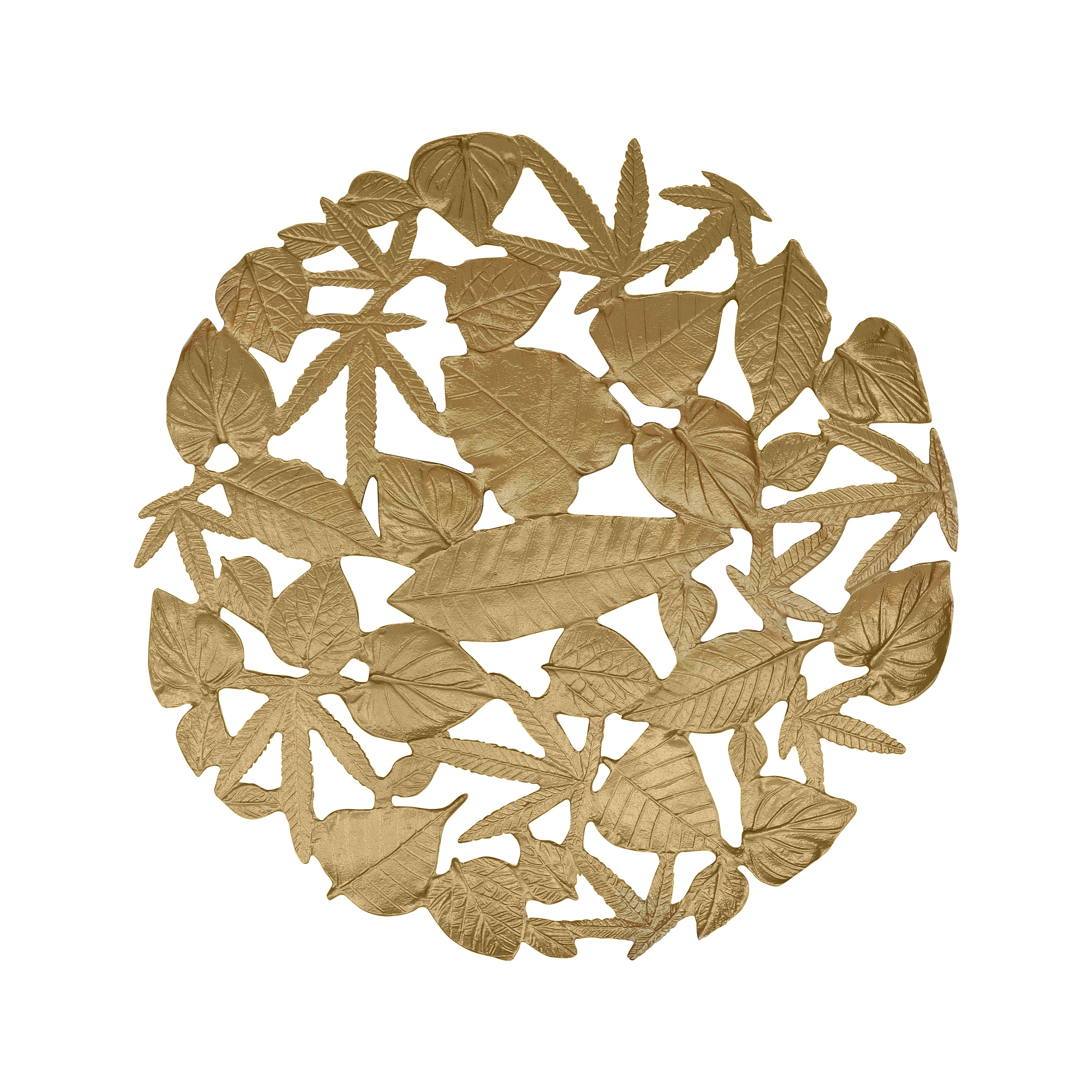 De Kulture Works Handcrafted Leaves Round Gold Centerpiece Decorative ...