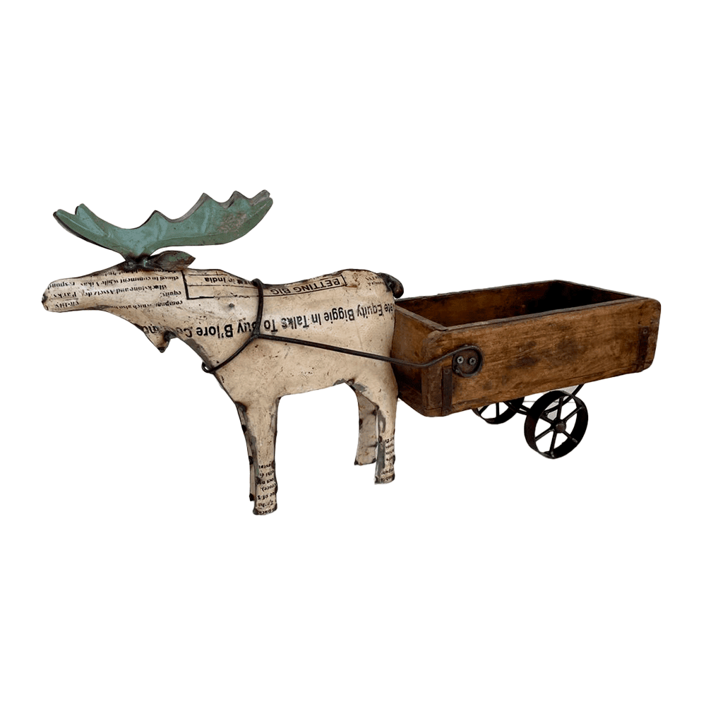 De Kulture Works Handcrafted Recycled Iron Moose With Brick Mould Cart ...