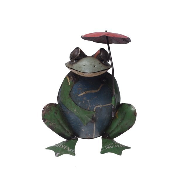 De Kulture Works Iron Frog With Umbrella Decorative Collectible ...