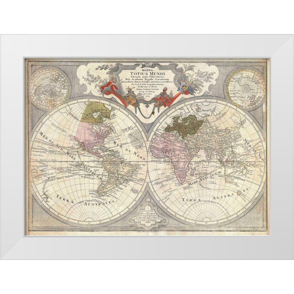 De LIsle, Guillaume 18x14 White Modern Wood Framed Museum Art Print Titled - Lotter Mappe-Monde ...