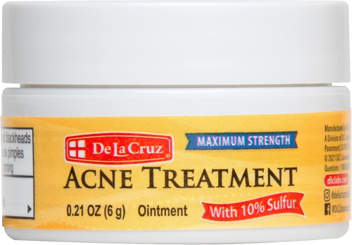 De La Cruz Maximum Strength 10% Sulfur Spot Cream - Acne Treatment Face ...