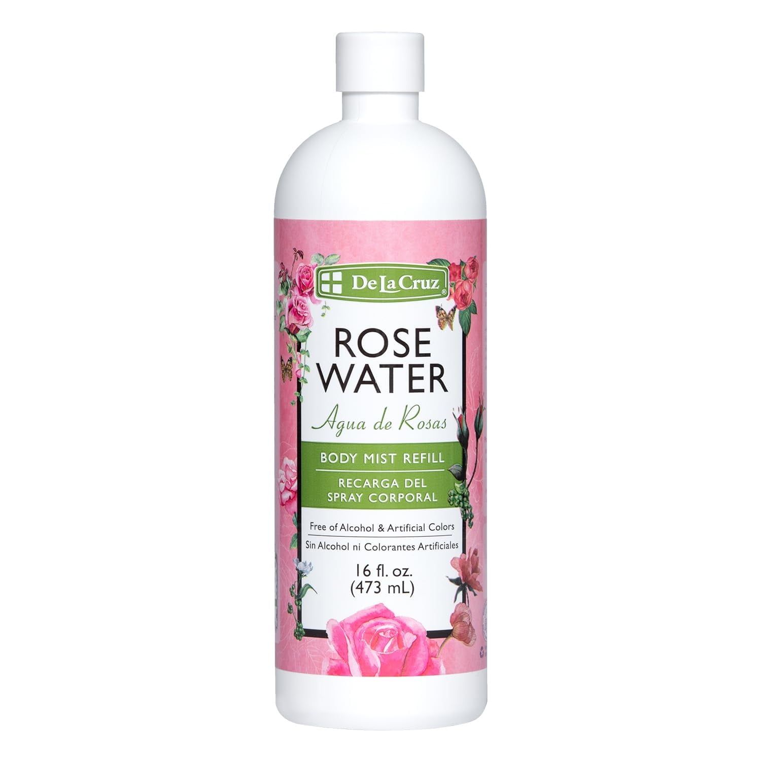 De La Cruz Rose Water Refill for Spray Skin, Hair and Body Hydrating ...