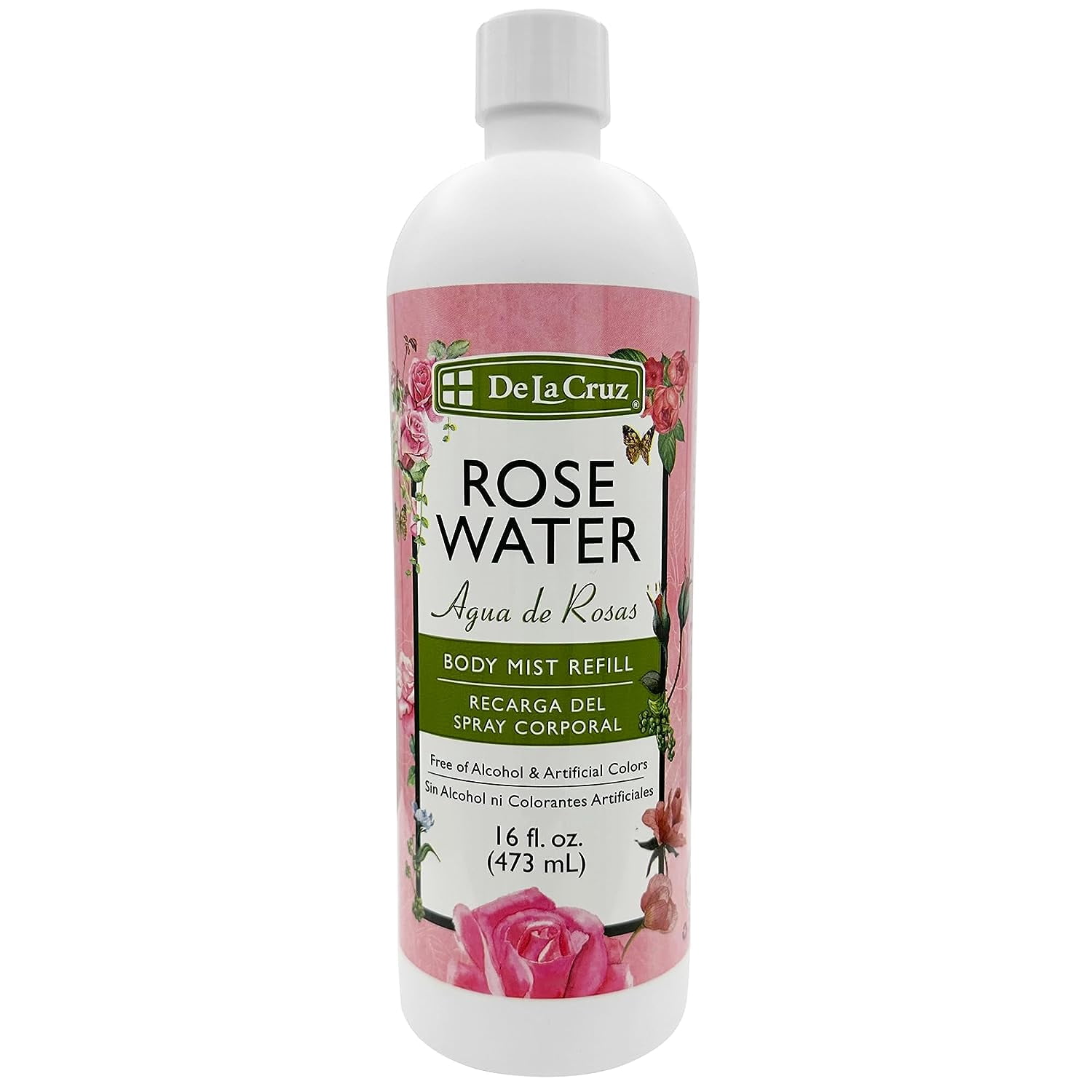 De La Cruz Rose Water Refill for Spray Skin, Hair and Body Hydrating ...