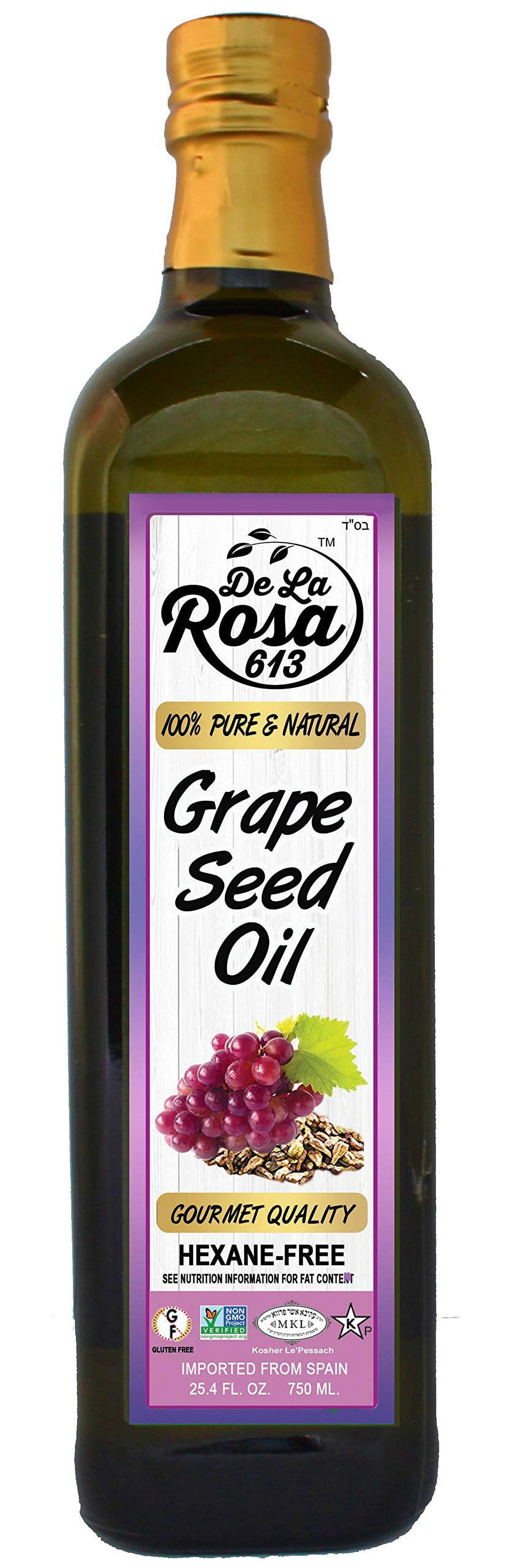De La Rosa 613 100% Pure Grape Seed Oil, Expeller Pressed, 25.4oz(Pack ...
