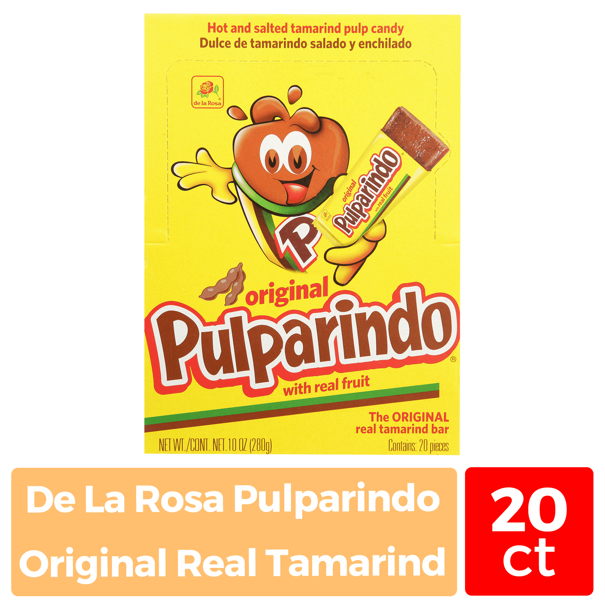 De La Rosa Classic Pulparindo Candy, Hot and Salty Tamarind Candy, 20 Ct - Walmart.com