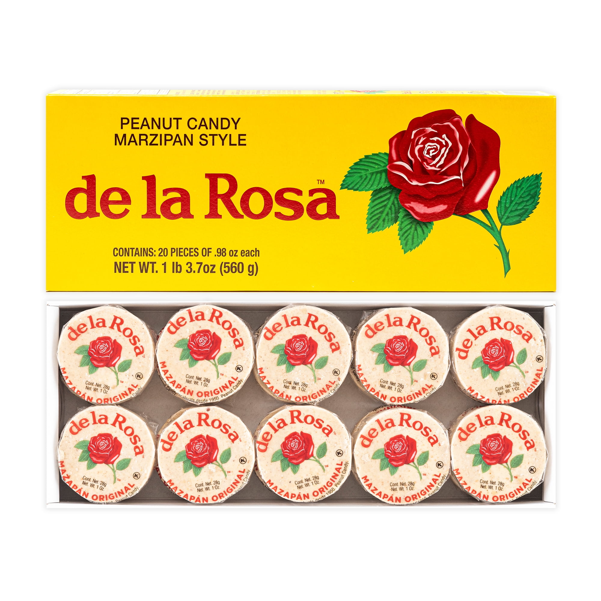 De La Rosa Traditional Mazapan Style Mexican Peanut Sweets, 20 Count ...