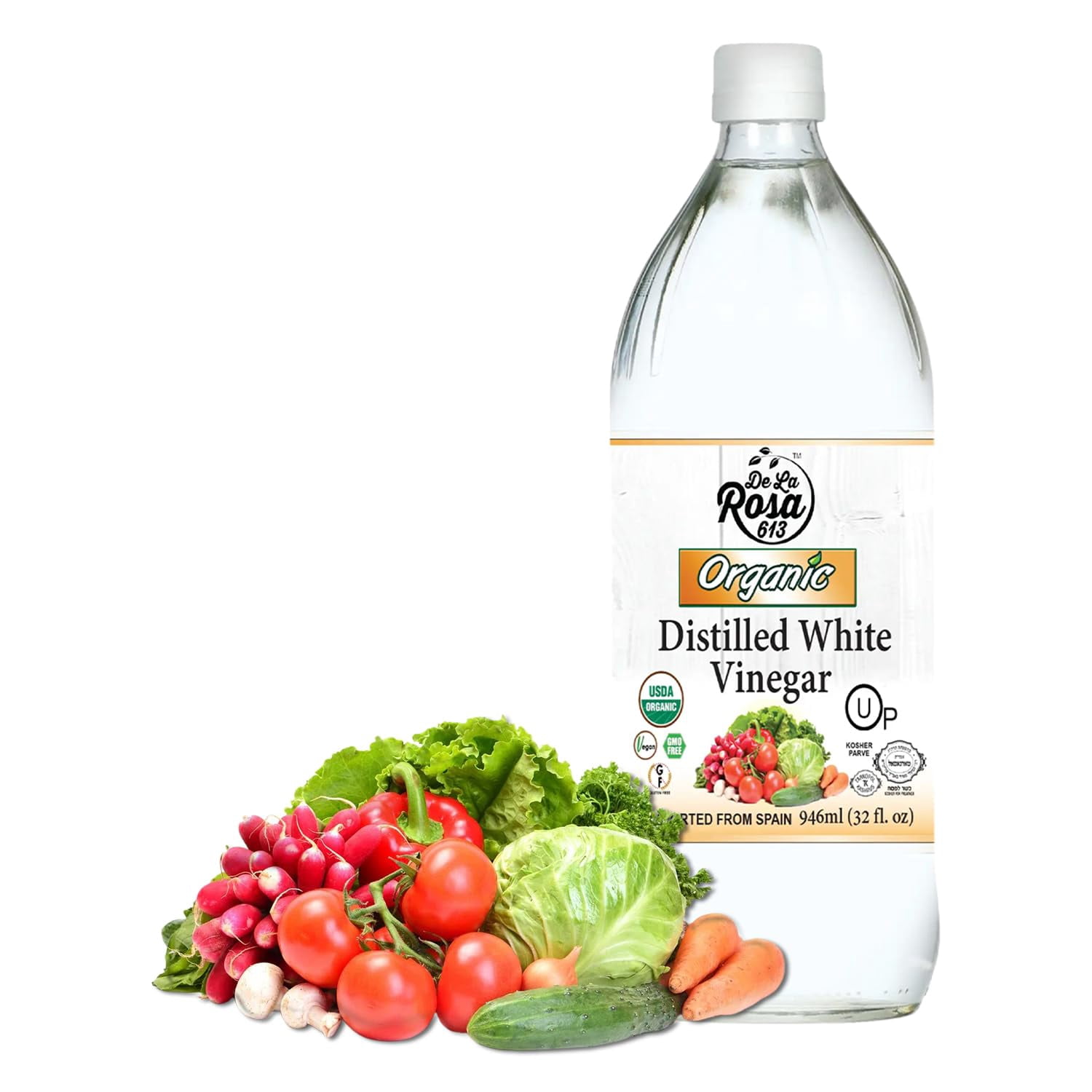 De La Rosa Organic BDF32 Distilled White Vinegar, Raw & Unfiltered ...