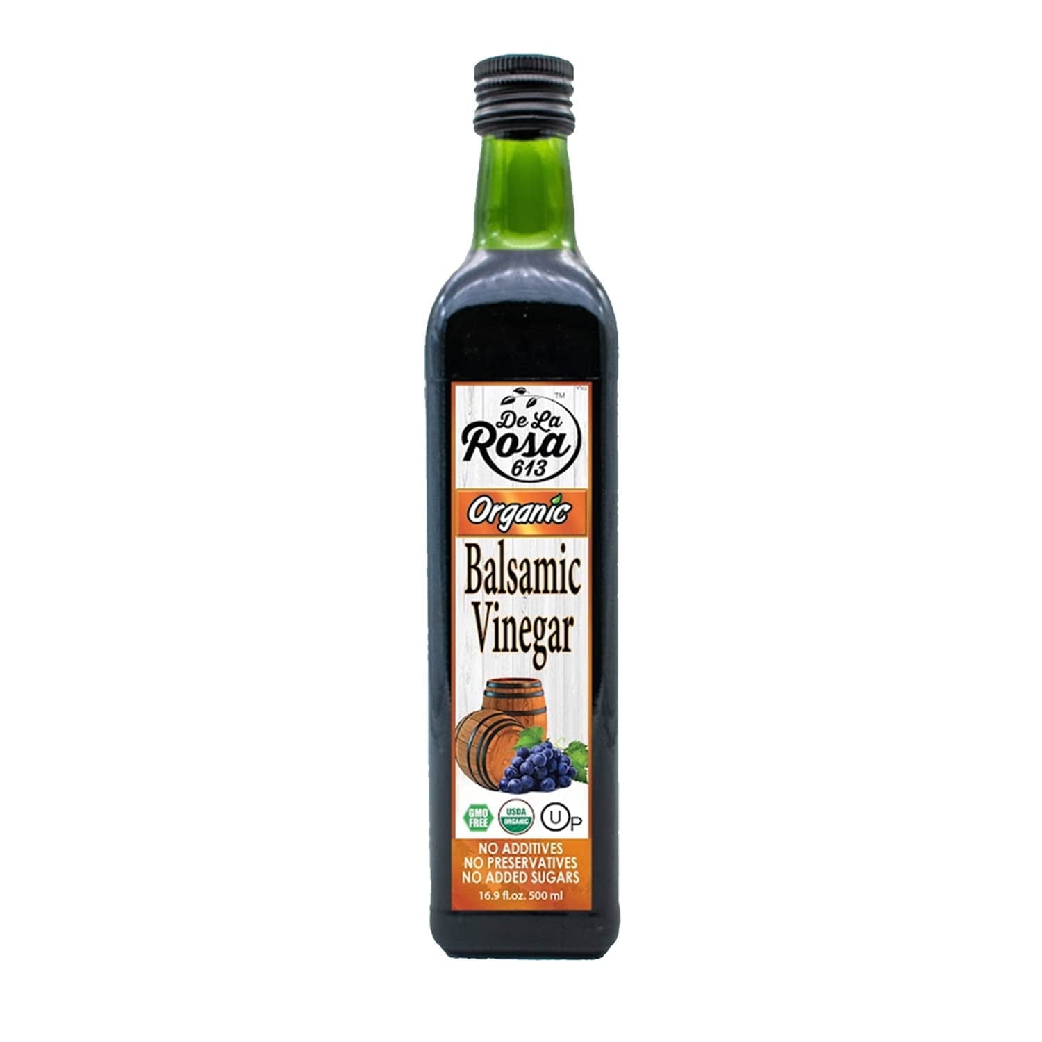 De La Rosa613 Organic Balsamic Vinegar, Kosher, Vegan & Gluten-Free, 16 ...