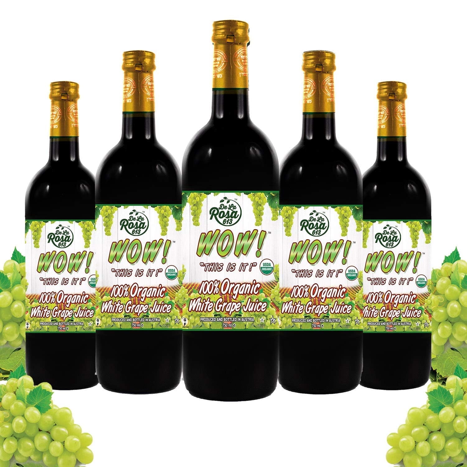 De La Rosa 613 Organic White Grape Juice, Kosher, Non-GMO, 25.4 oz ...