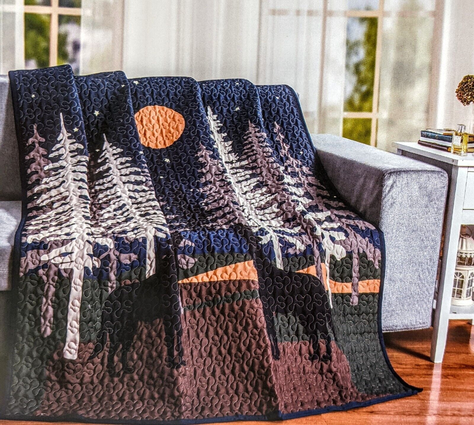 LL Home Howling Wolves Quilt Decorative Throw Blanket, (60"x50"), Wolf ...