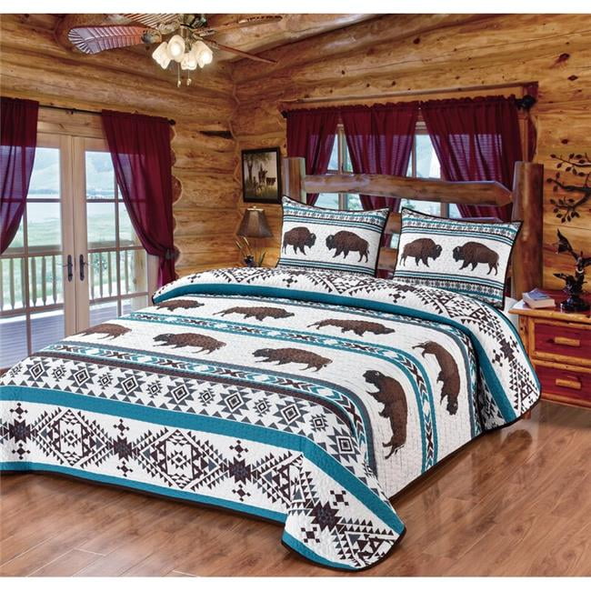 De Leon Collections 63474 Buffalo Ranch North American Bison Quilt ...