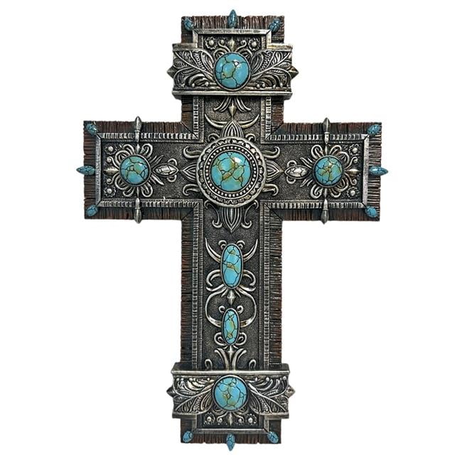 De Leon Collections 14888 Antique Frame Cross & Turquoise Round Dot ...