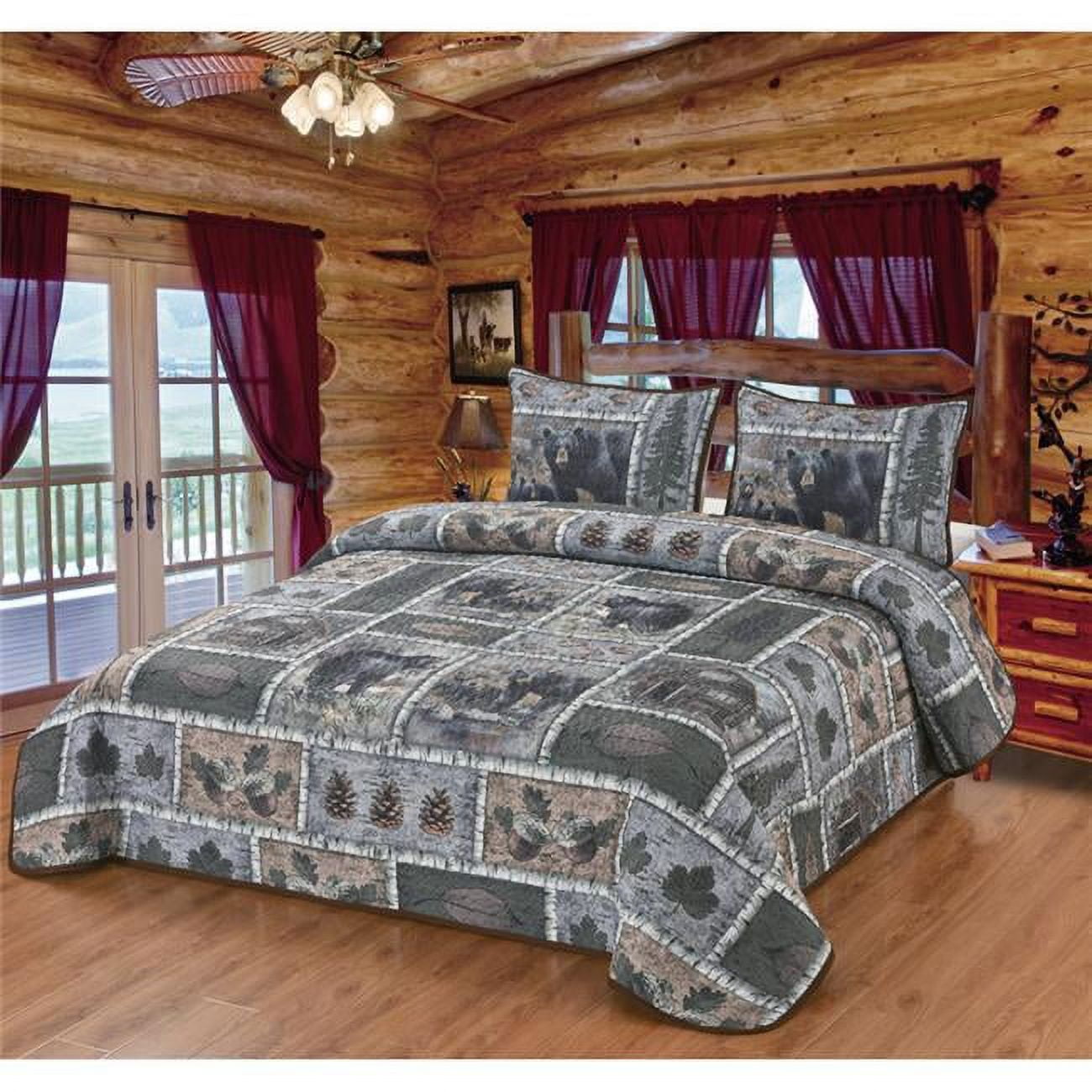 De Leon Collections Bear Lodge Patchwork Quilt Quilted Bedding Set ...