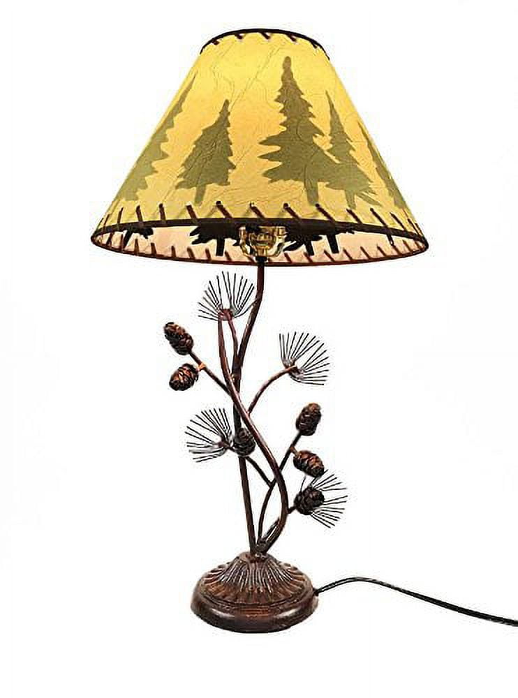 De Leon Collections Brown Metal Pine Cone Table Lamp Cabin Home Decor ...