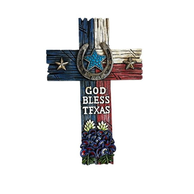 De Leon Collections 14038 God Bless Texas Turquoise Star Hanging Wall Cross Dcor - Walmart.com