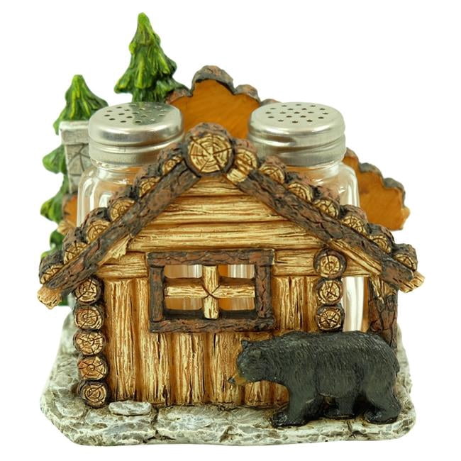 De Leon Collections 13972 Polyresin Log Cabin and Black Bear Woodland ...