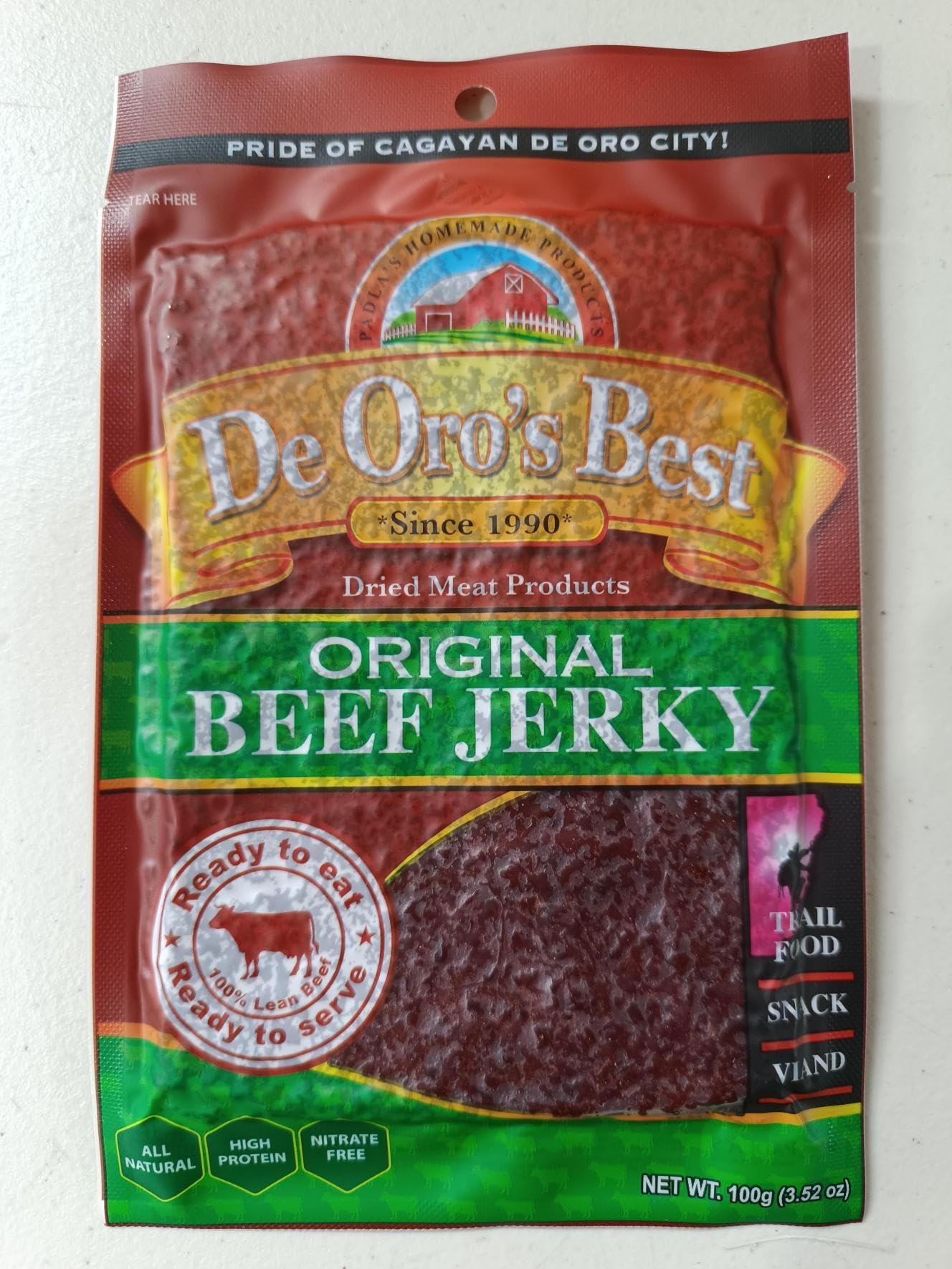 De Oro's Best Original CI30 Beef Jerky, 100% Lean Beef, Pack of 2 ...