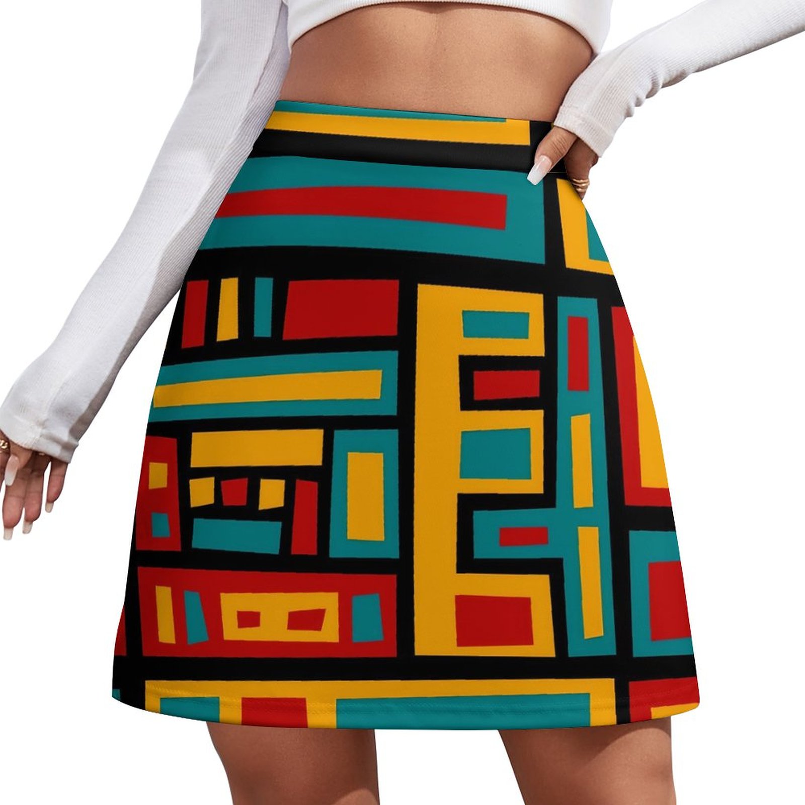 De Stijl Print Skirt Mondrian Inspired Cute Mini Skirts Summer High ...