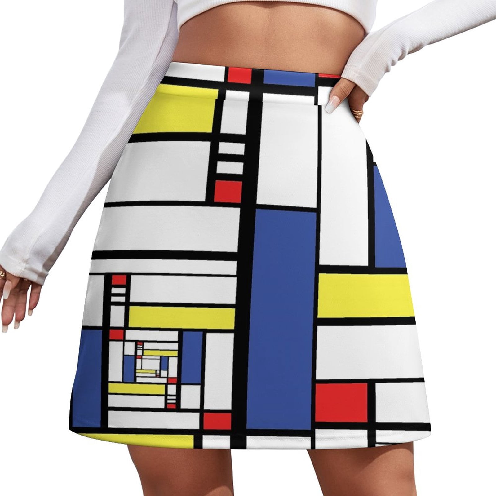 De Stijl Print Skirt Mondrian Inspired Cute Mini Skirts Summer High ...