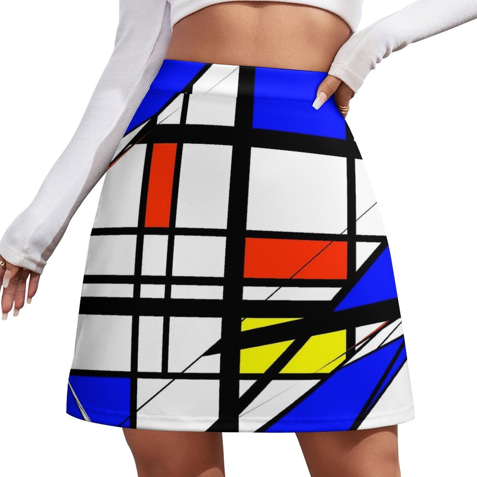 De Stijl Print Skirt Mondrian Minimalist Korean Fashion Casual Skirts ...