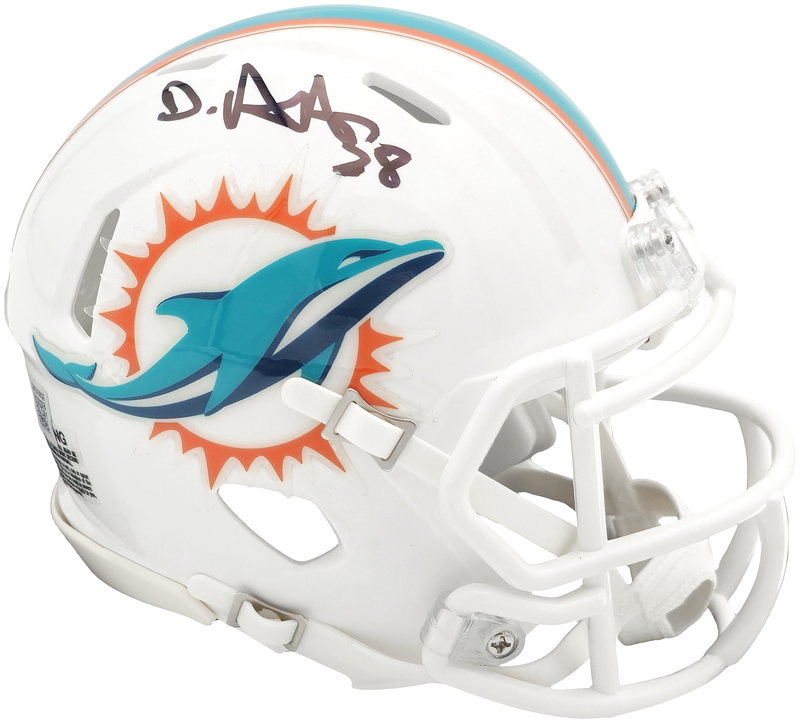 De'Von Achane Autographed Miami Dolphins White Speed Mini Helmet ...