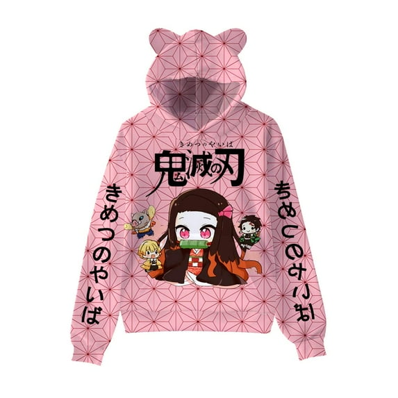 De-mon Sla-yer Hoodie Cat Ear Nez-uko Sweatshirt Merchandise 3D Printed ...