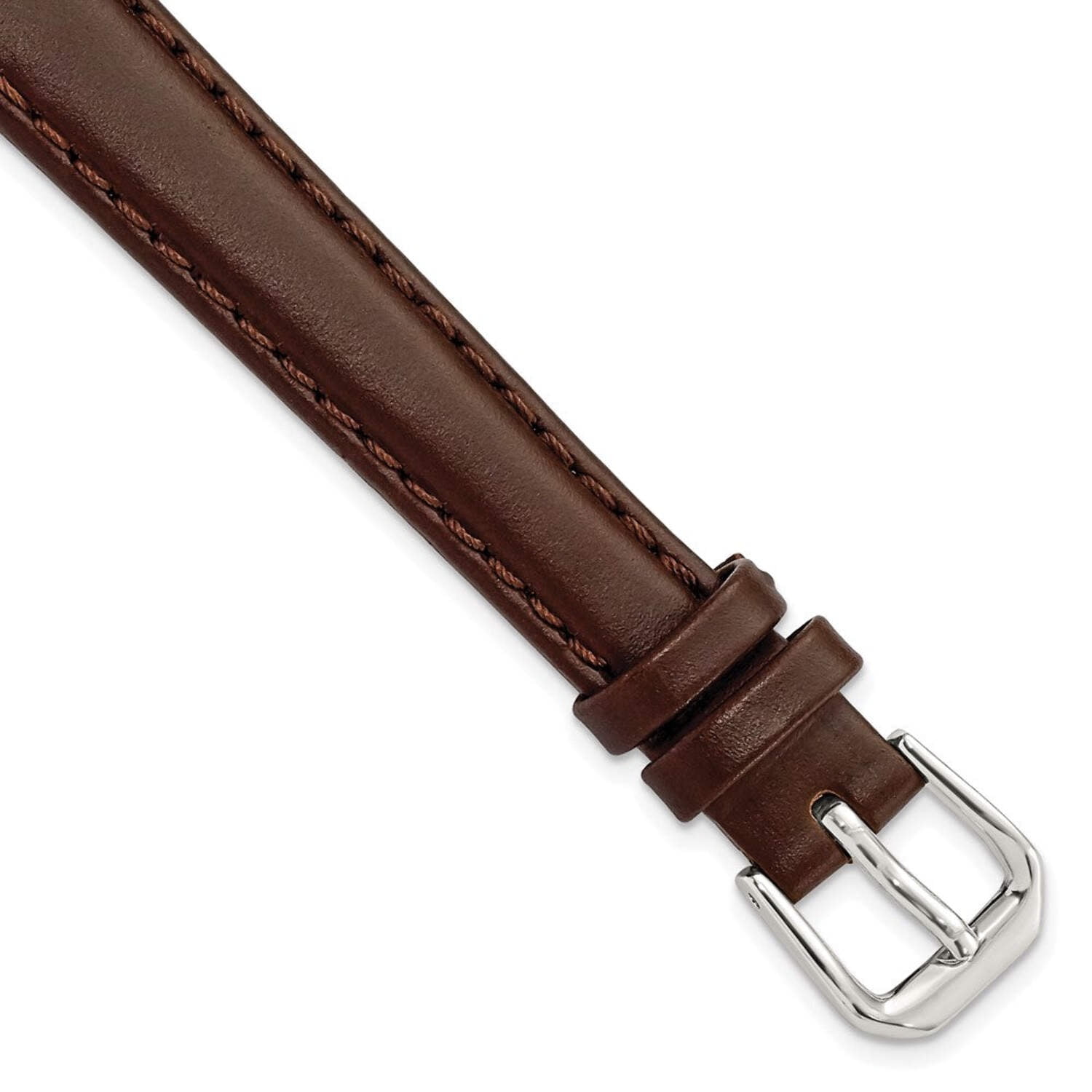 DeBeer 12mm Dark Brown Leather with Silver-tone Buckle 6.75 inch Watch ...